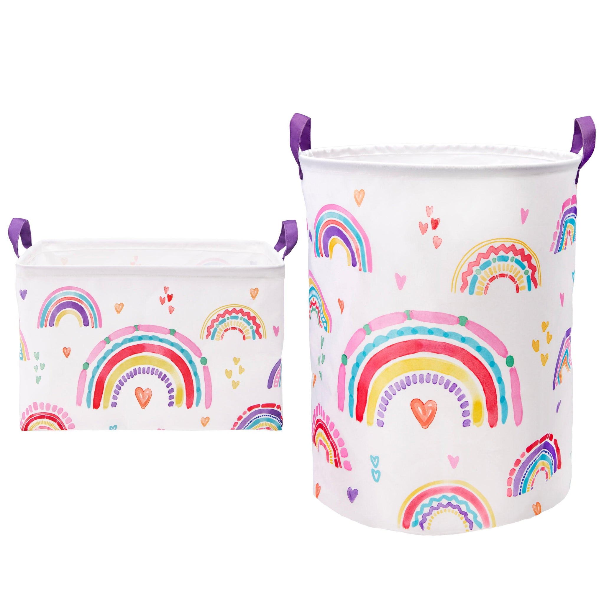 Rainbow Hearts 2-Piece Laundry Hamper and Storage Bin Set – Allure Home ...